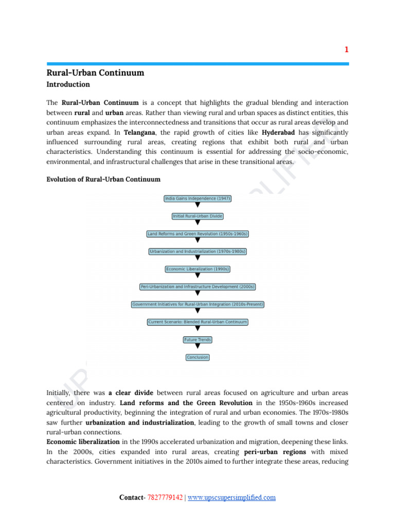 Society - Rural-Urban Continuum (Paper III) | PDF