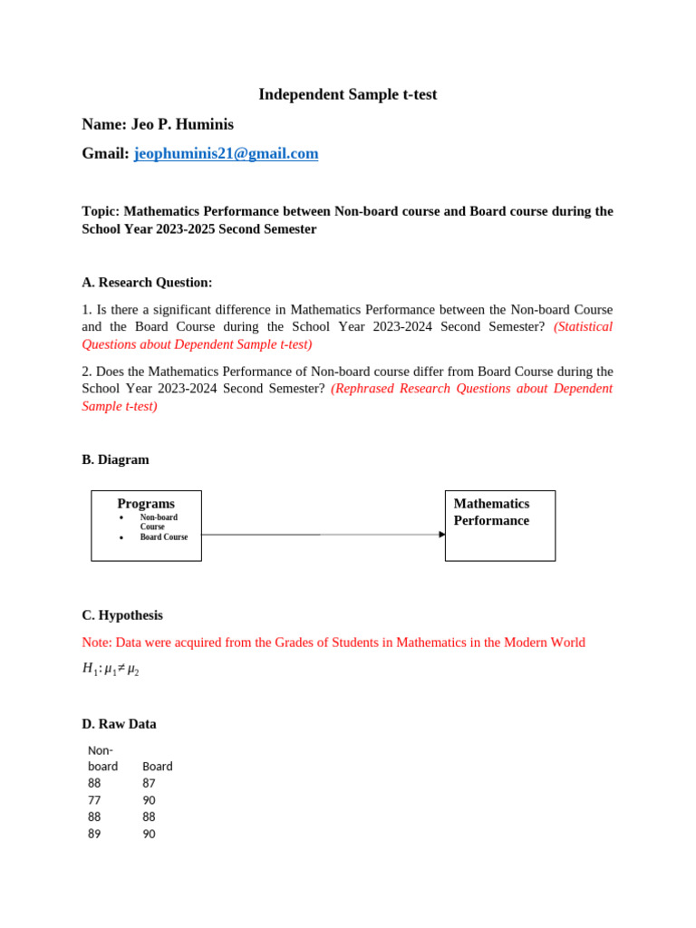 Independent Sample T-Test | PDF | Student's T Test | Standard Deviation