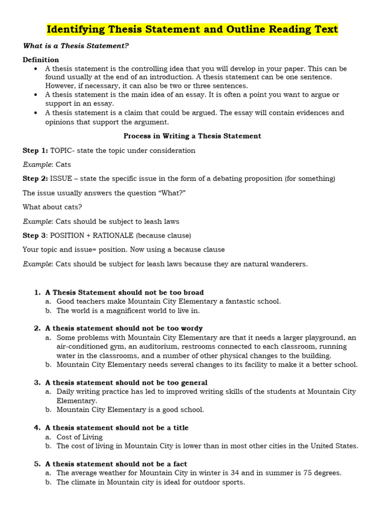 Identifying Thesis Statement PDF | PDF