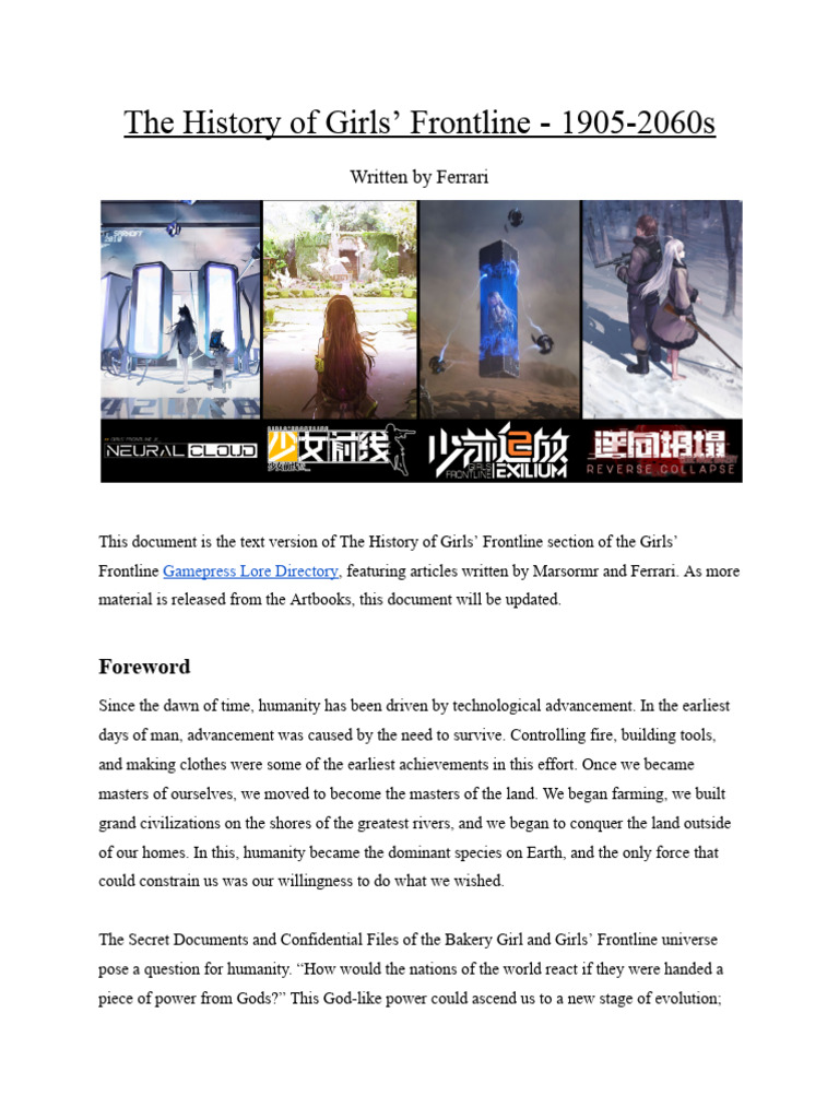 The History of Girls' Frontline V1 - 1905-2060s | PDF