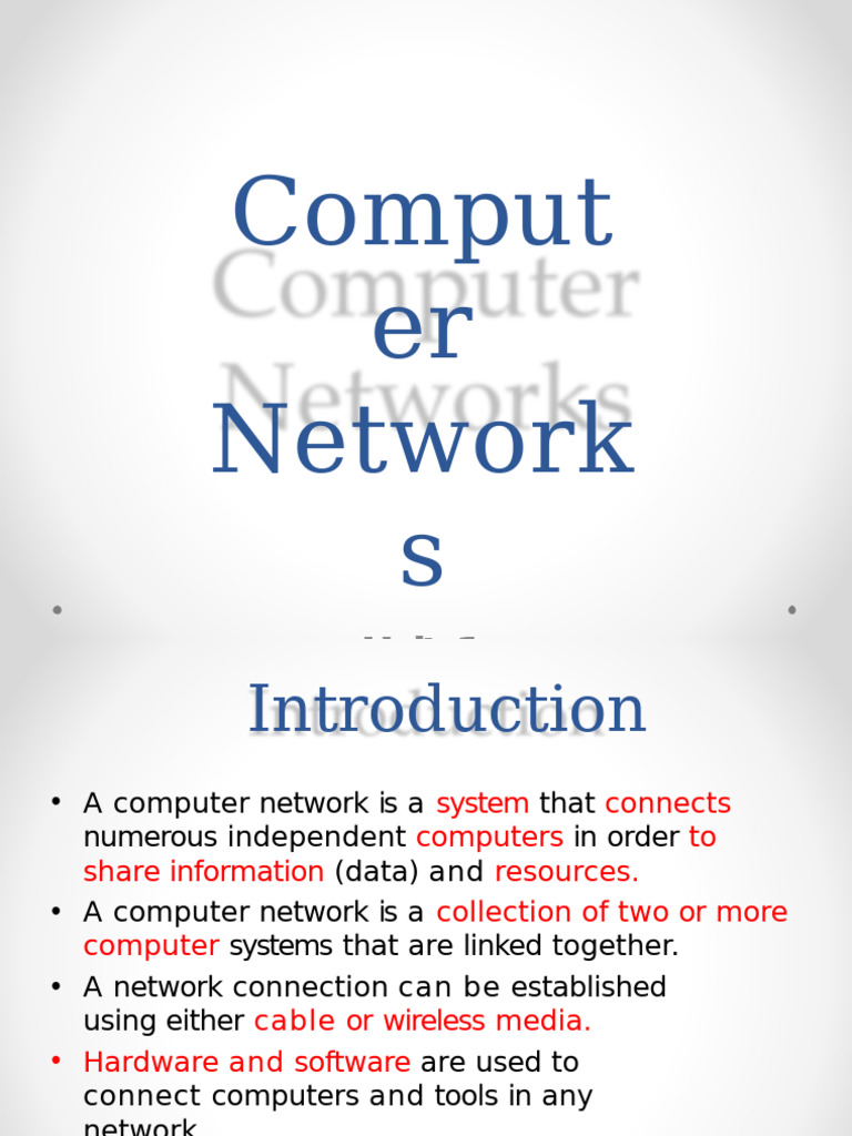 Computer Networks Unit 1 | PDF