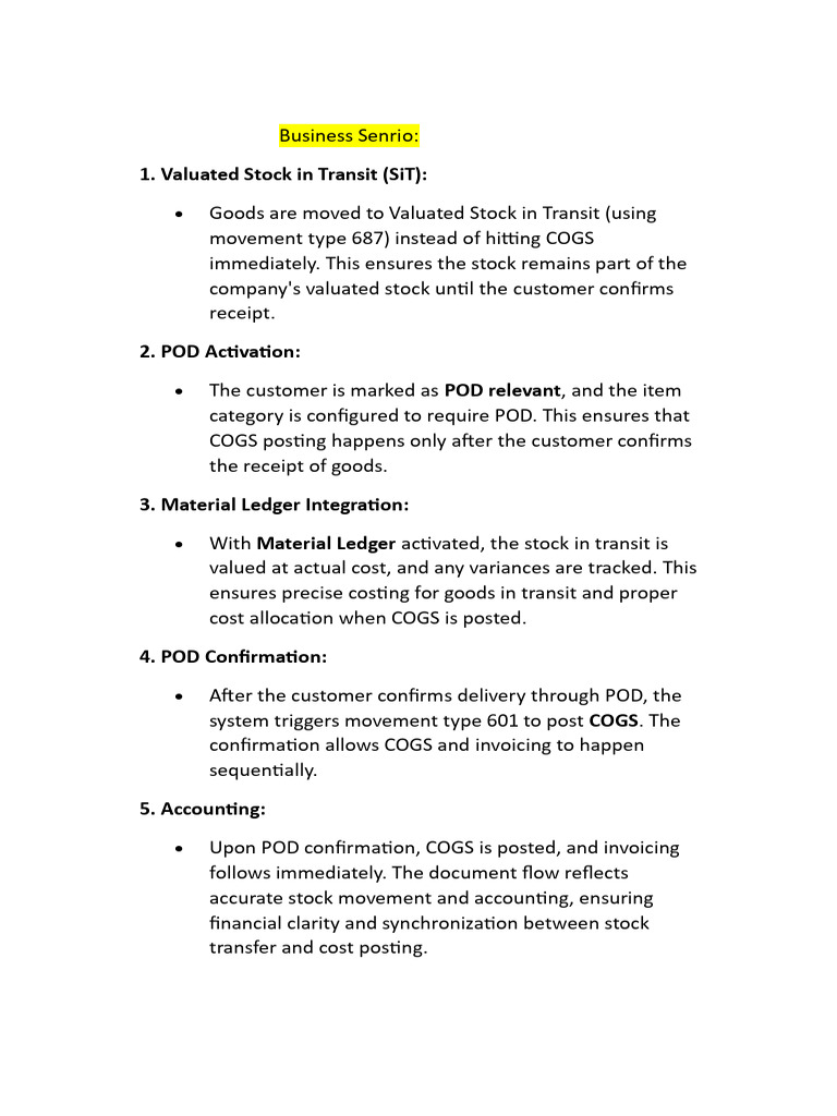 Material Ledger With Stock in Transit | PDF