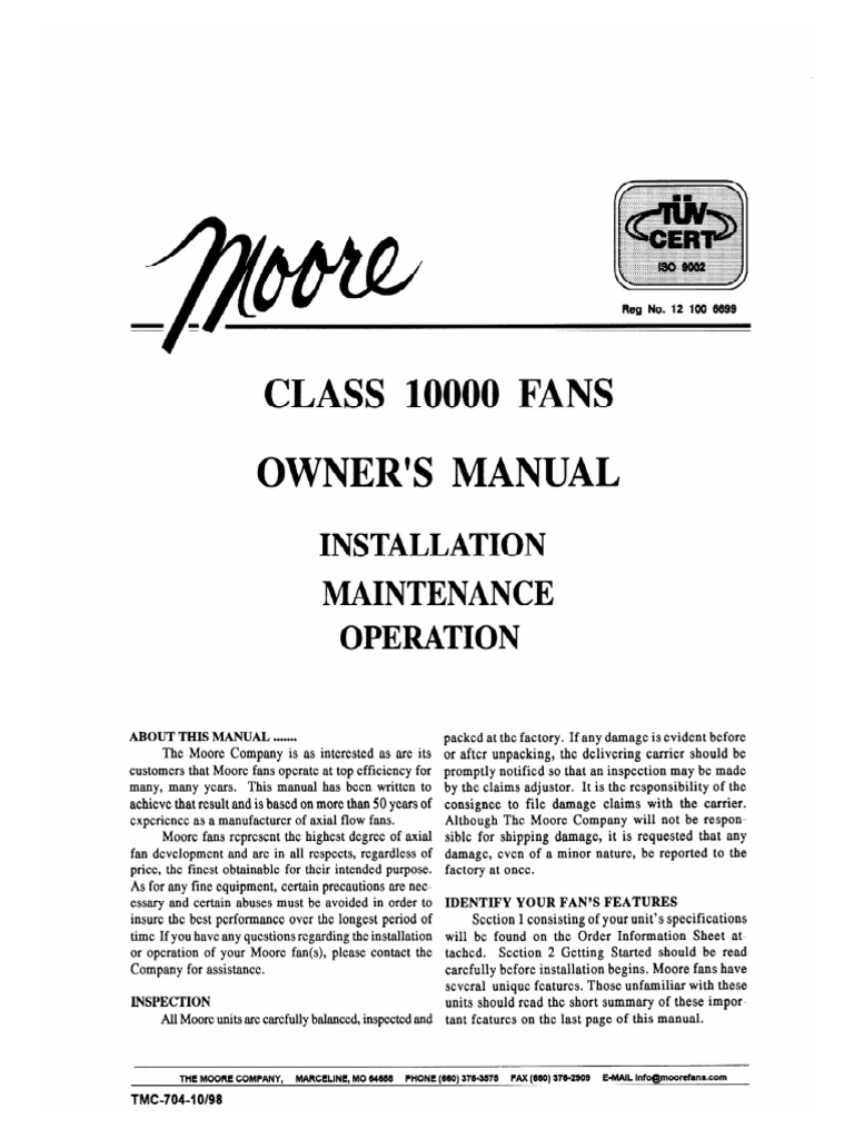 Moore Class 10000 Fan Data | PDF