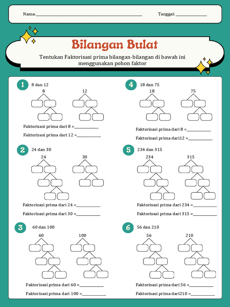 Membandingkan Bilangan Bulat Worksheet Kuning Dan Oren Dan Putih Gaya ...
