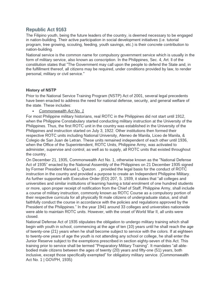 History of NSTP | PDF