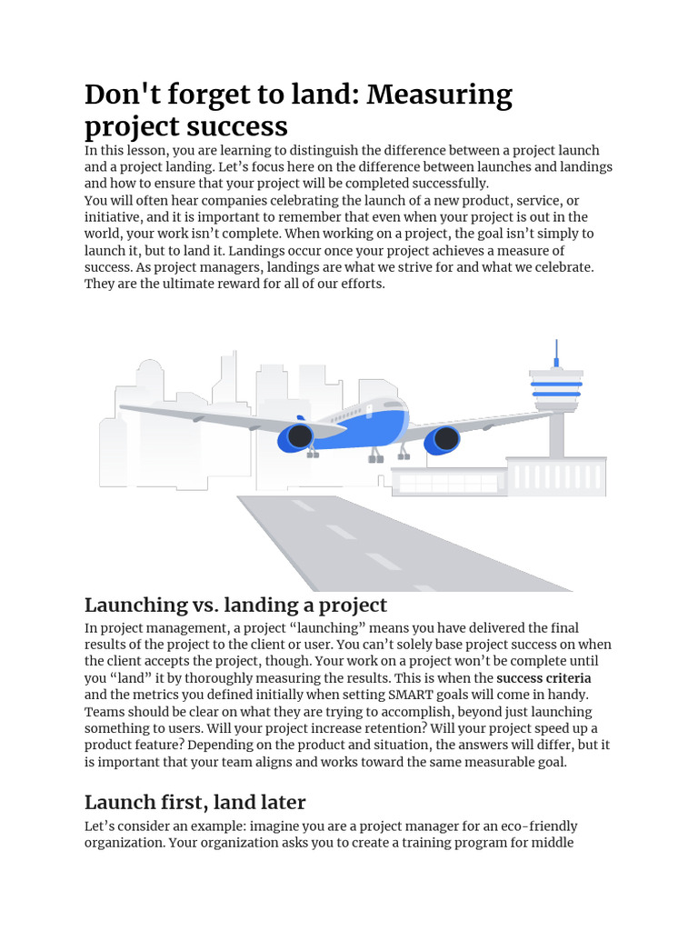 Don't forget to land_ Measuring project success | PDF