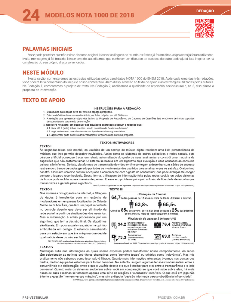 24 - Modelos Nota 1000 de 2018 | PDF