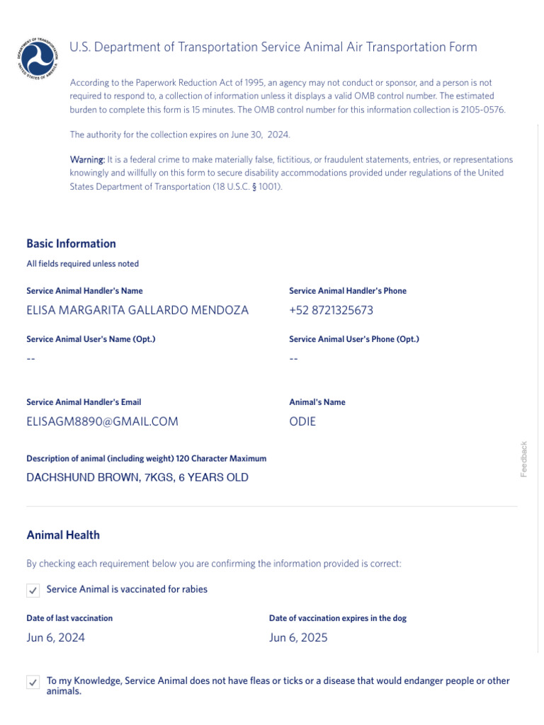 Service Animal Request - Delta Air Lines | PDF