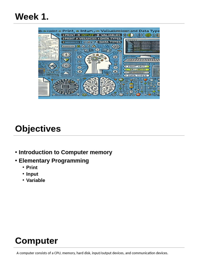 Week01 WORKSHOP Variable Input Print | PDF