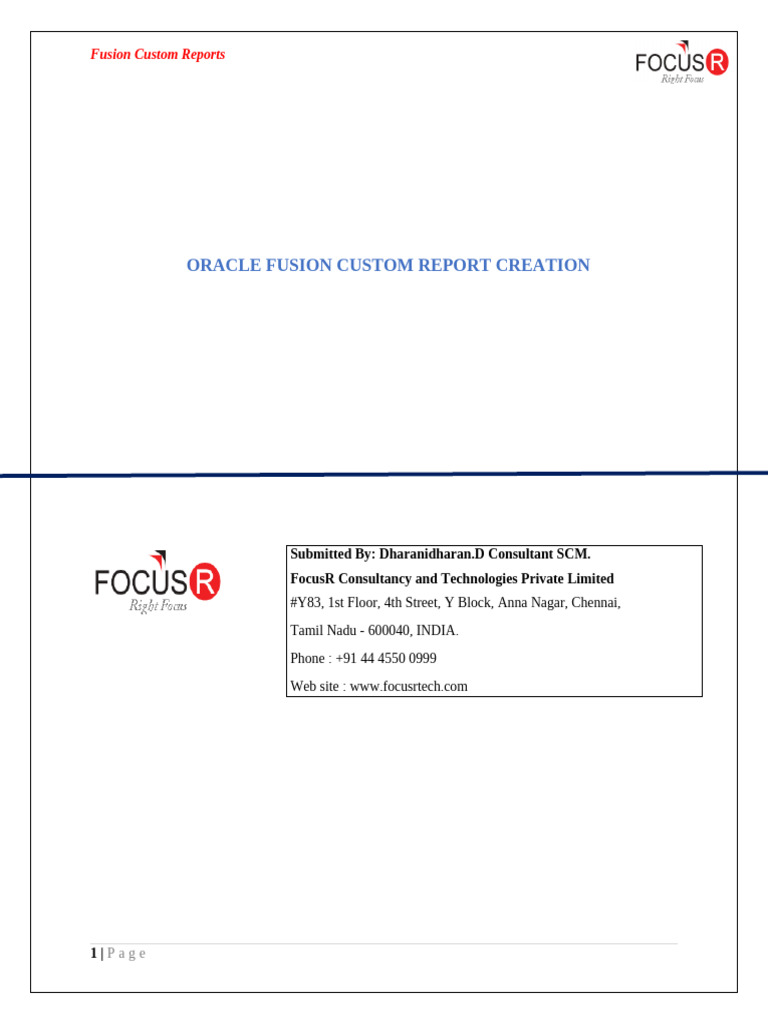 Oracle Fusion Custom Reports Creation Setup Document. | PDF