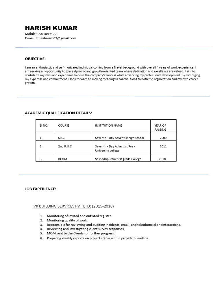 Resume Harish (1) (2) | PDF