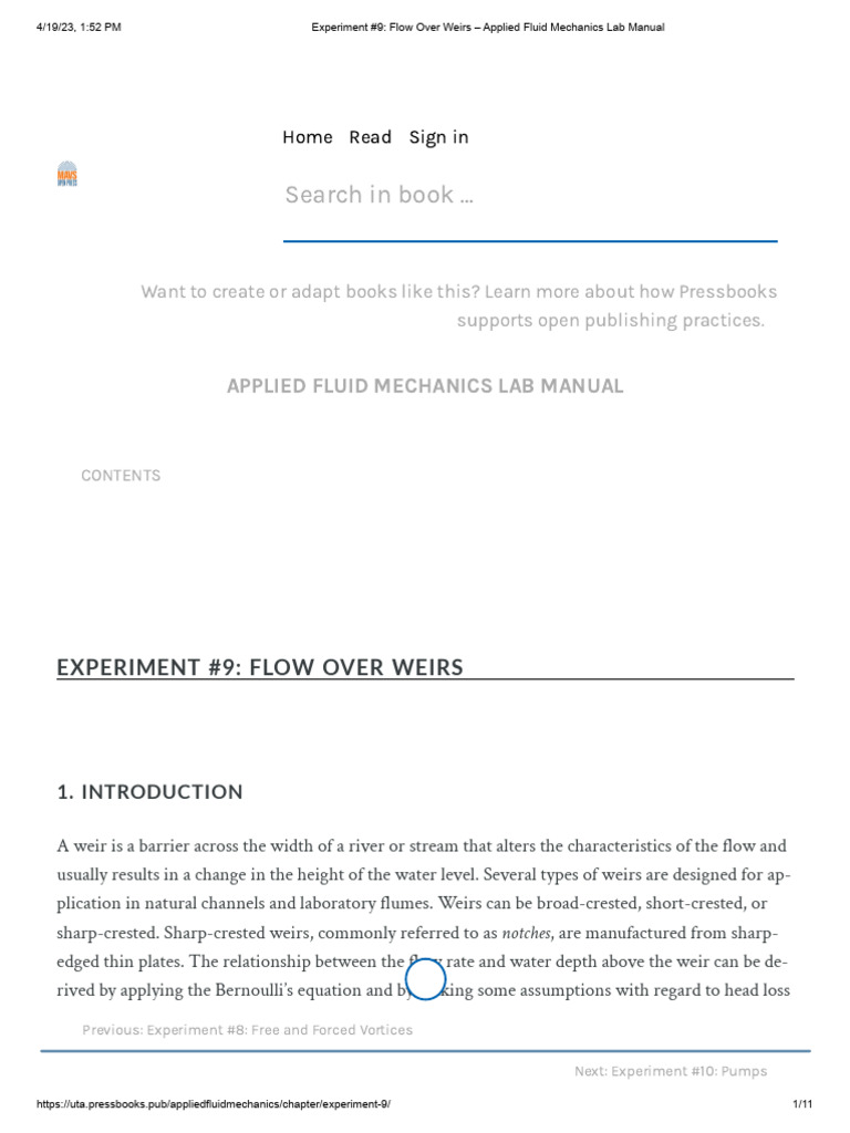 Weir experiment | PDF