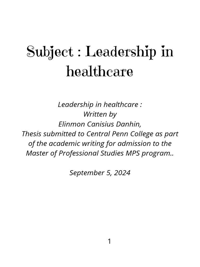Subject Leadership in Healthcare | PDF