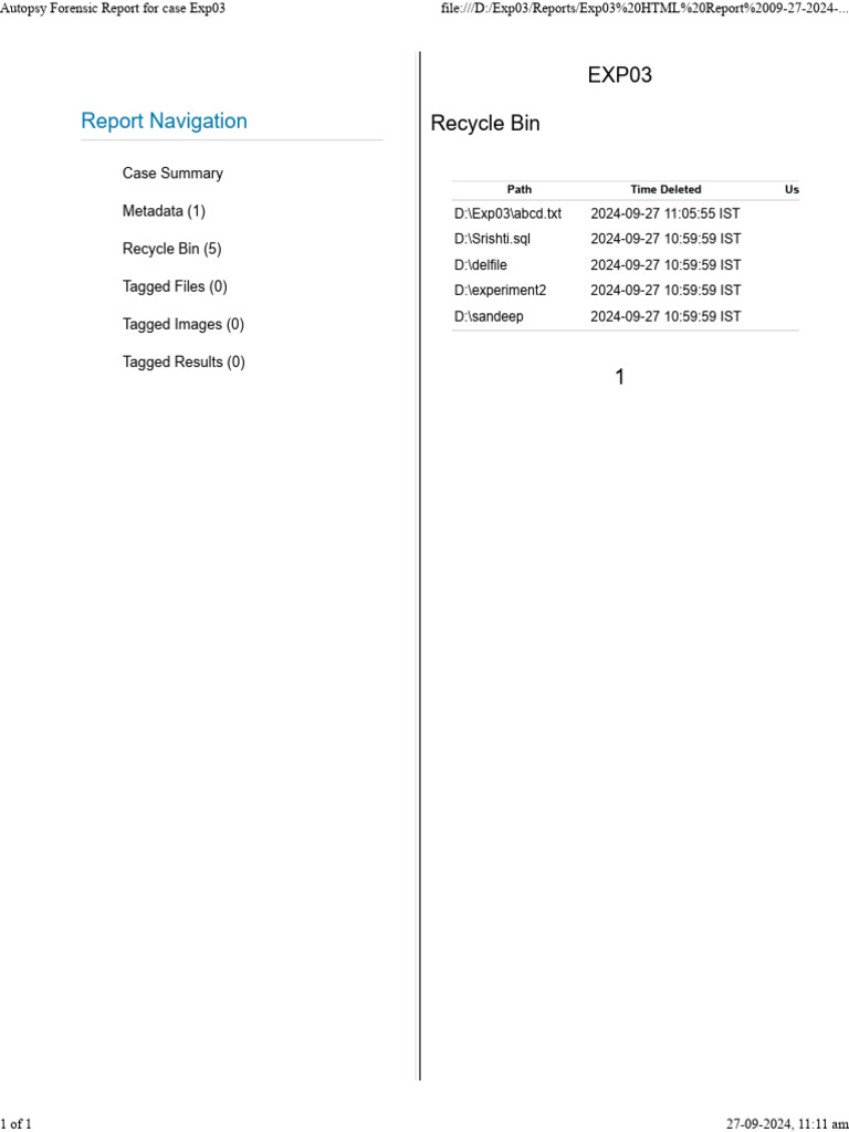 Autopsy Forensic Report For Case Exp03 Recycle Bin | PDF Autopsy Forensic Report For Case Exp03 Recycle Bin | PDF