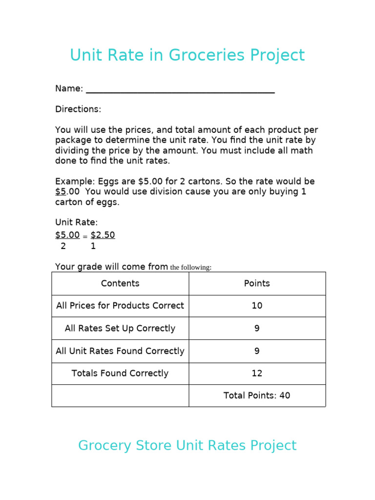 Store Unit Rate Project | PDF