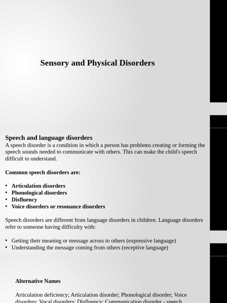 Sensory and Physical Disorders | PDF