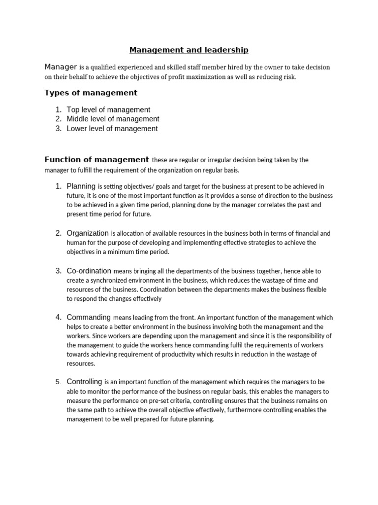CH-10 Management and Leadership | PDF
