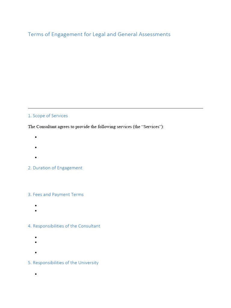 Terms of Engagement For Legal and General Assessments | PDF | Mediation ...