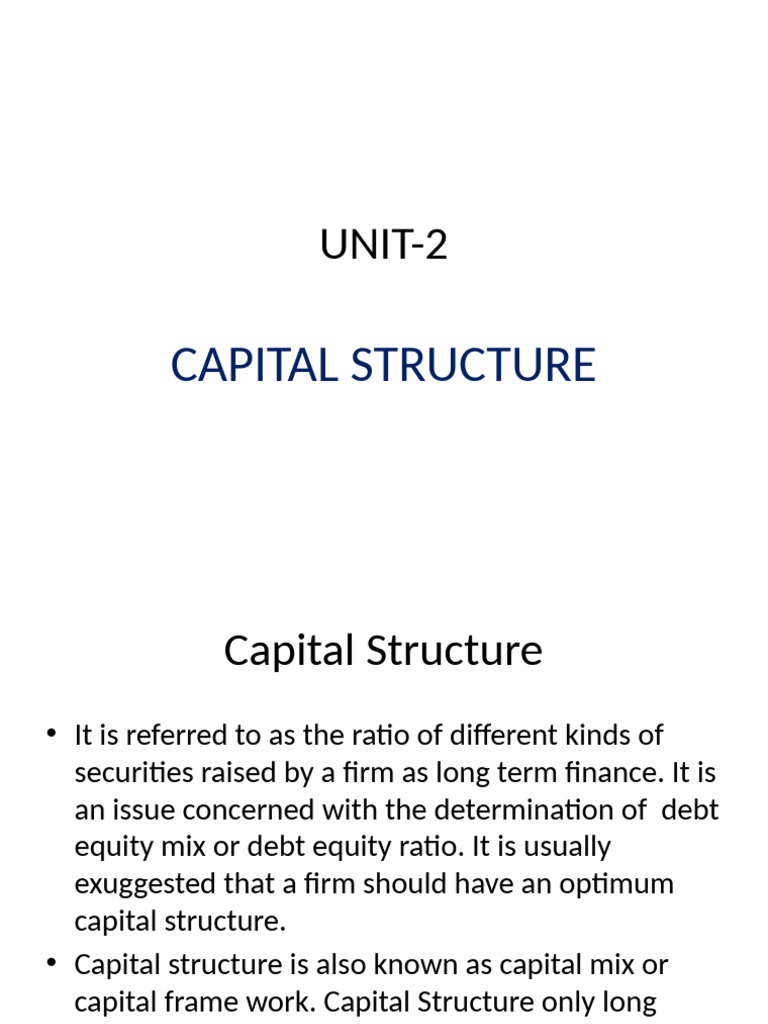 UNIT-2 Capital Structure | PDF