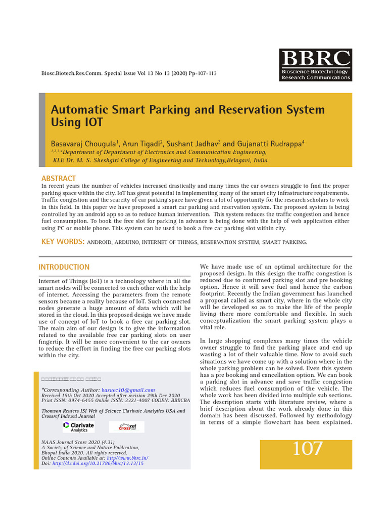 Smart Parking System Paper Pdf Pdf