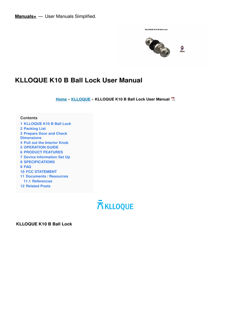 Door Knob Setup K10-B-Ball-Lock-Manual | PDF
