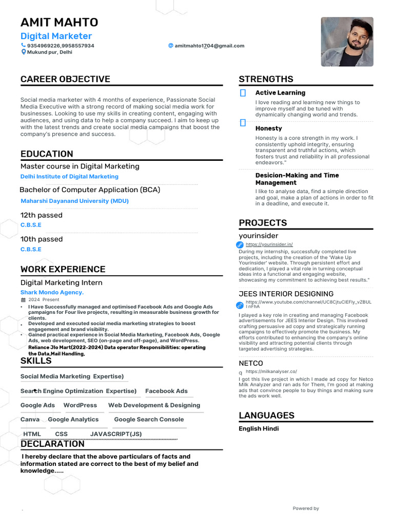 AMIT MAHTO Digital Marketing and Creative | PDF