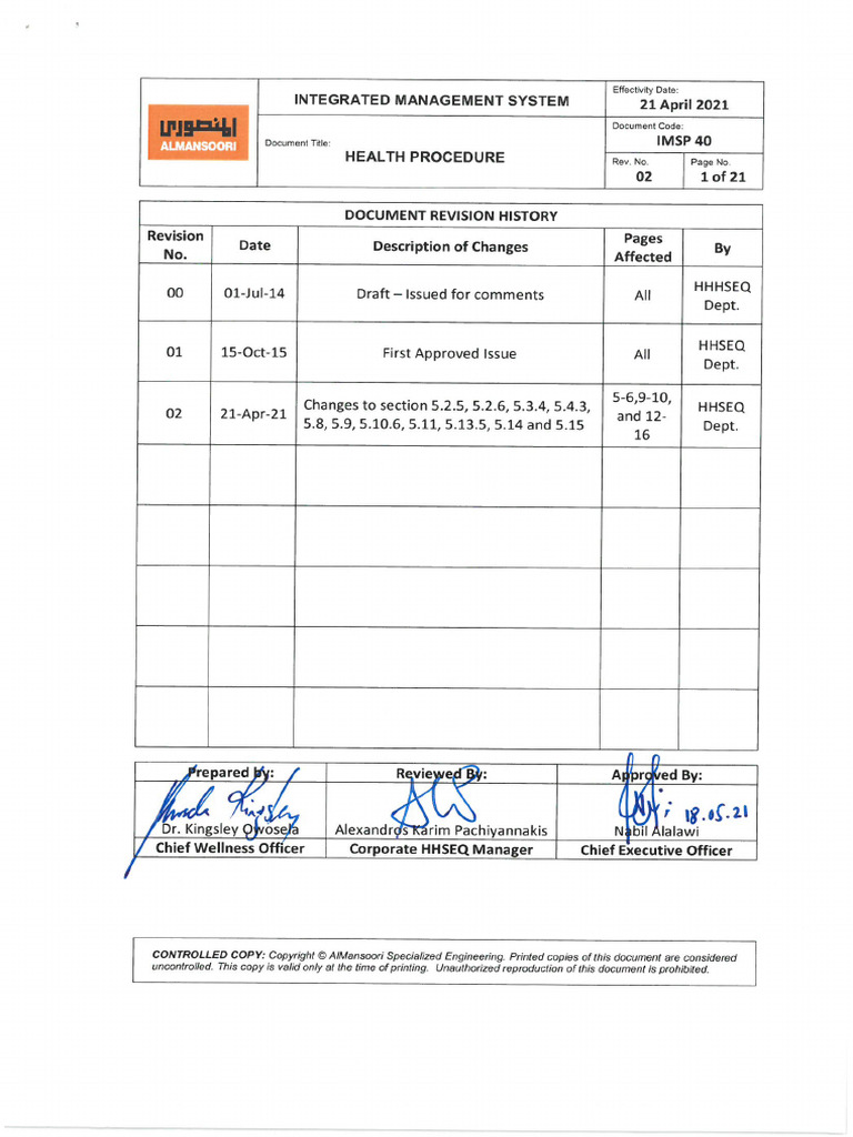 IMSP 40 - Health Procedure | PDF