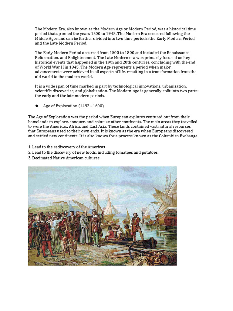 The Modern Era Timeline | PDF | Industrial Revolution | Early Modern Period