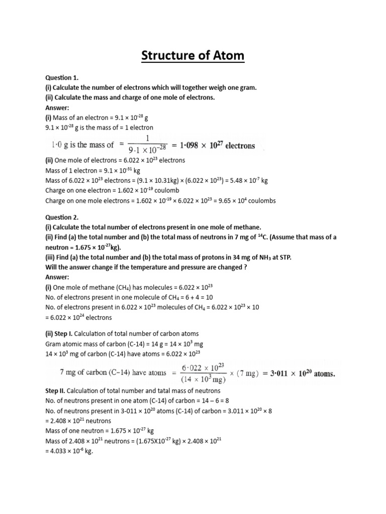 Structure of Atom | PDF