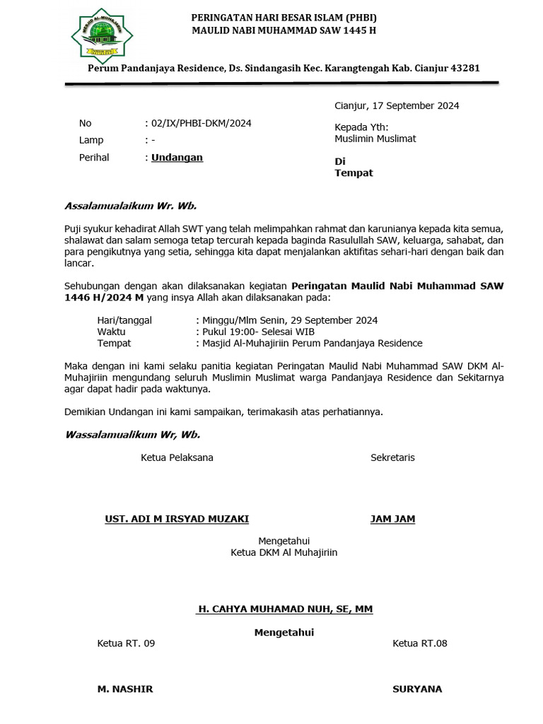 Proposal Maulid DKM Al Muhajirin 2024 | PDF