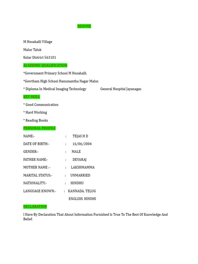 Tejas HD Resume-1 | PDF