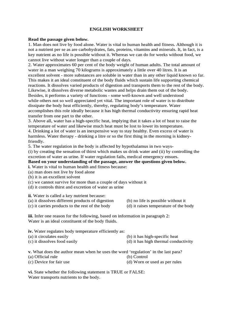 English Worksheet RC | PDF