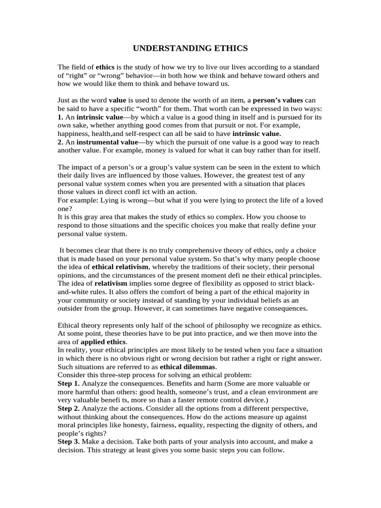 Understanding Ethics | PDF