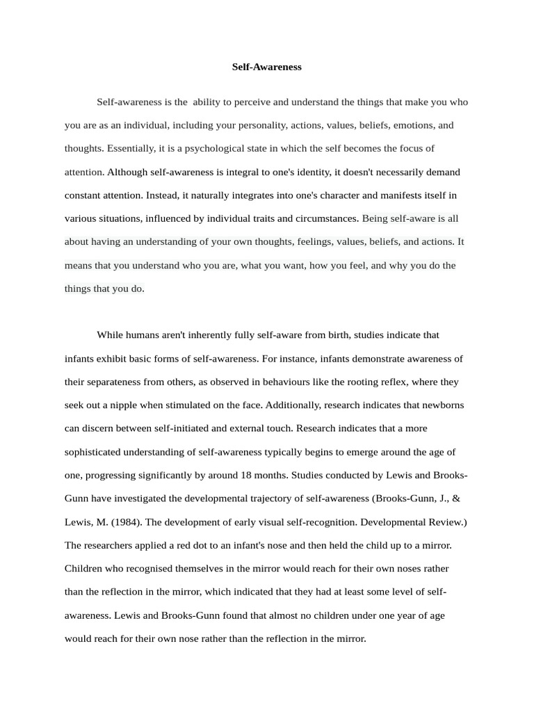 Self Awareness | PDF