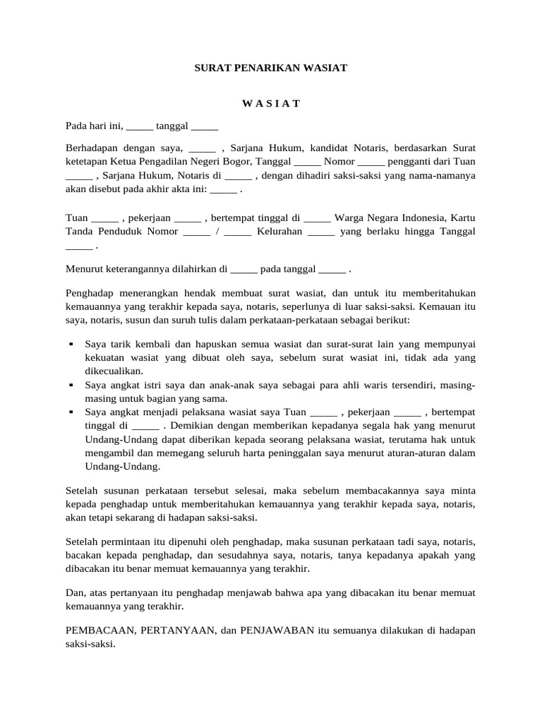 Surat Penarikan Wasiat | PDF