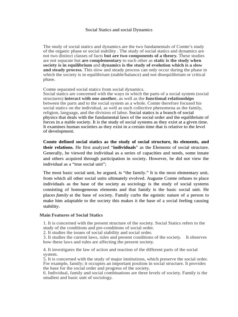 Social Statics and Social Dynamics | PDF