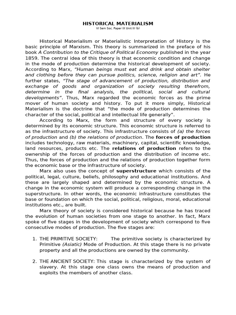 Historical Materialism | PDF