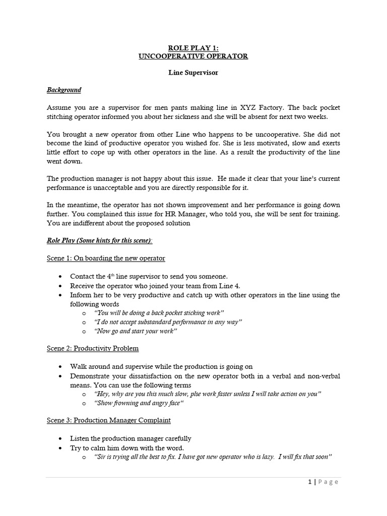 Role Playing Handout | PDF