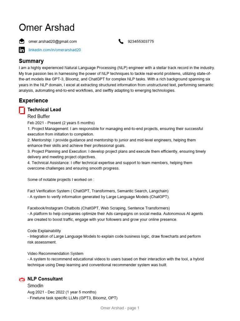 04 Resume-Omer-Arshad | PDF