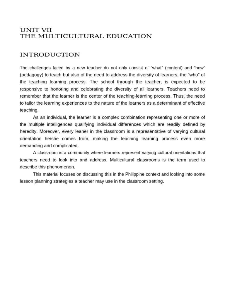 Module For Multicultural Education | PDF | Teachers | Career & Growth