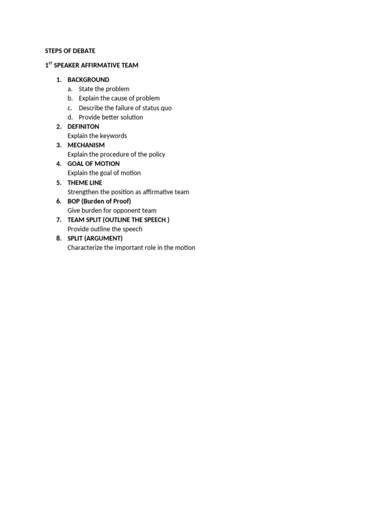 Steps of Debate | PDF