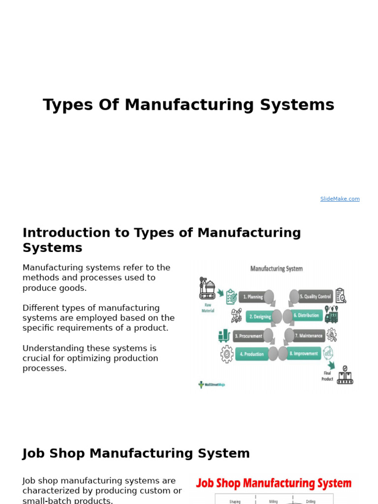 Types of Manufacturing Systems | PDF