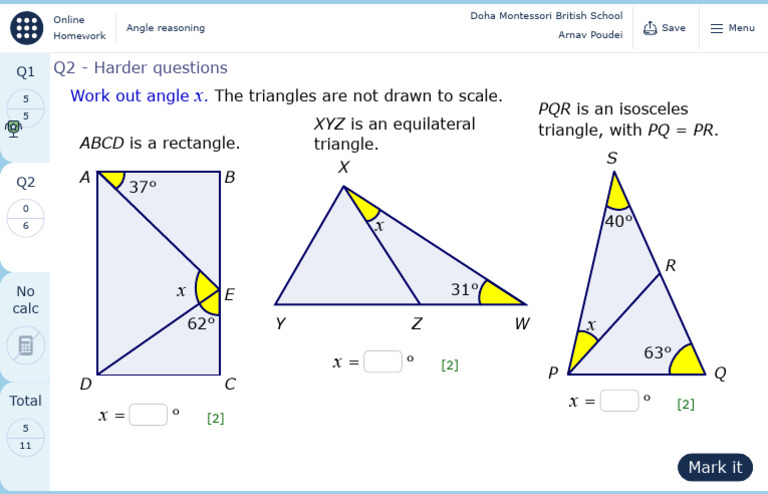 MyiMaths Homework - Angle Reasoning | PDF