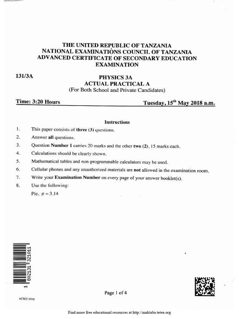 Physics 3A - F6 - 2018 | PDF