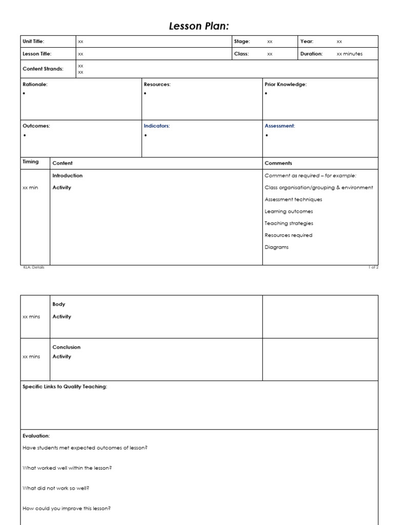 Excellent Lesson Plan Template | PDF
