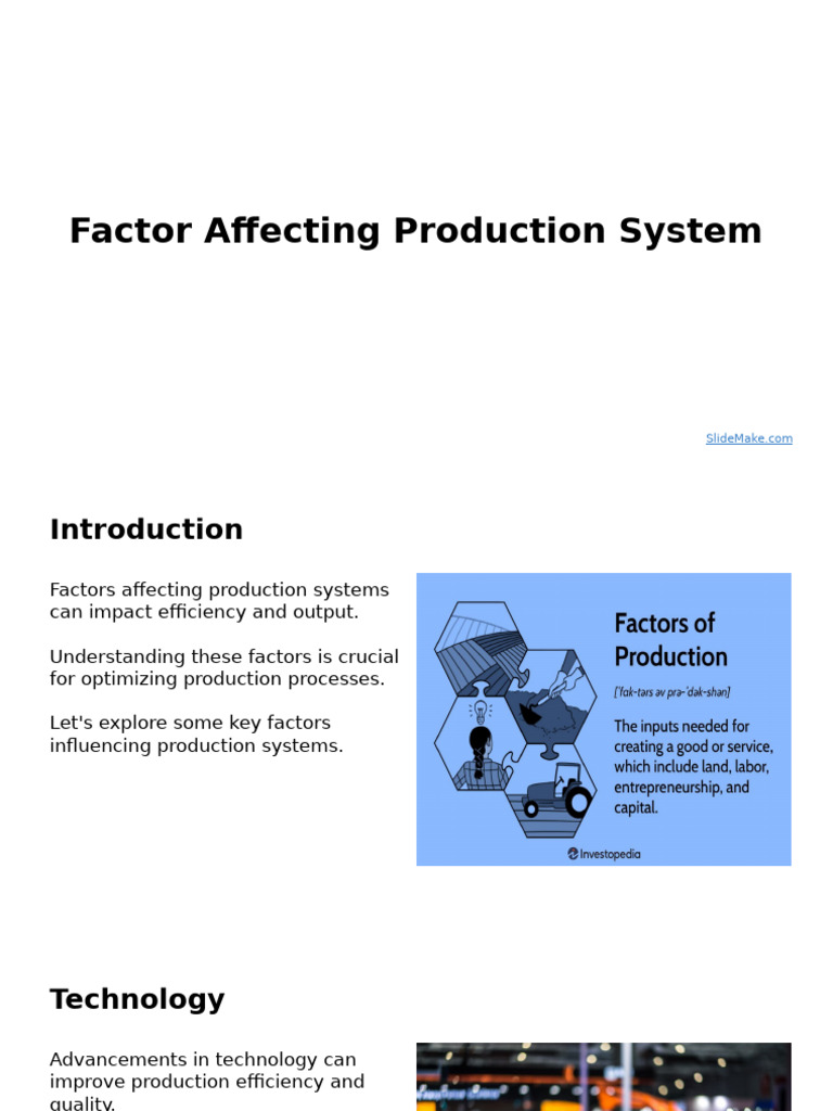 Factor Affecting Production System | PDF