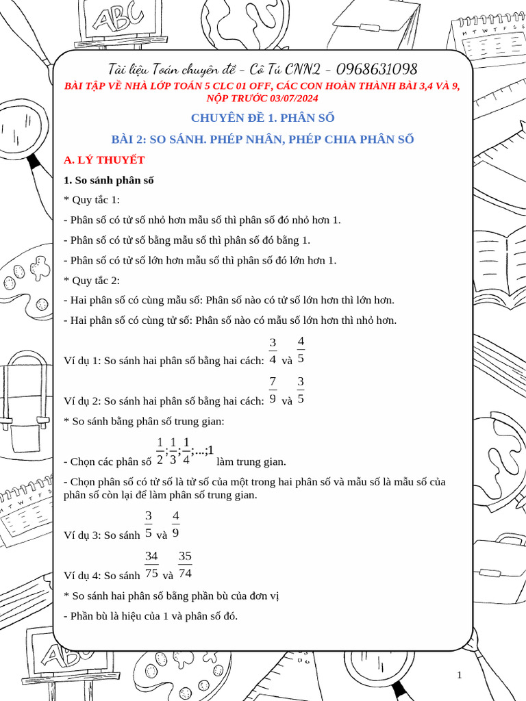BTVN L P Toán 5 01 Off 28.06.2024 | PDF