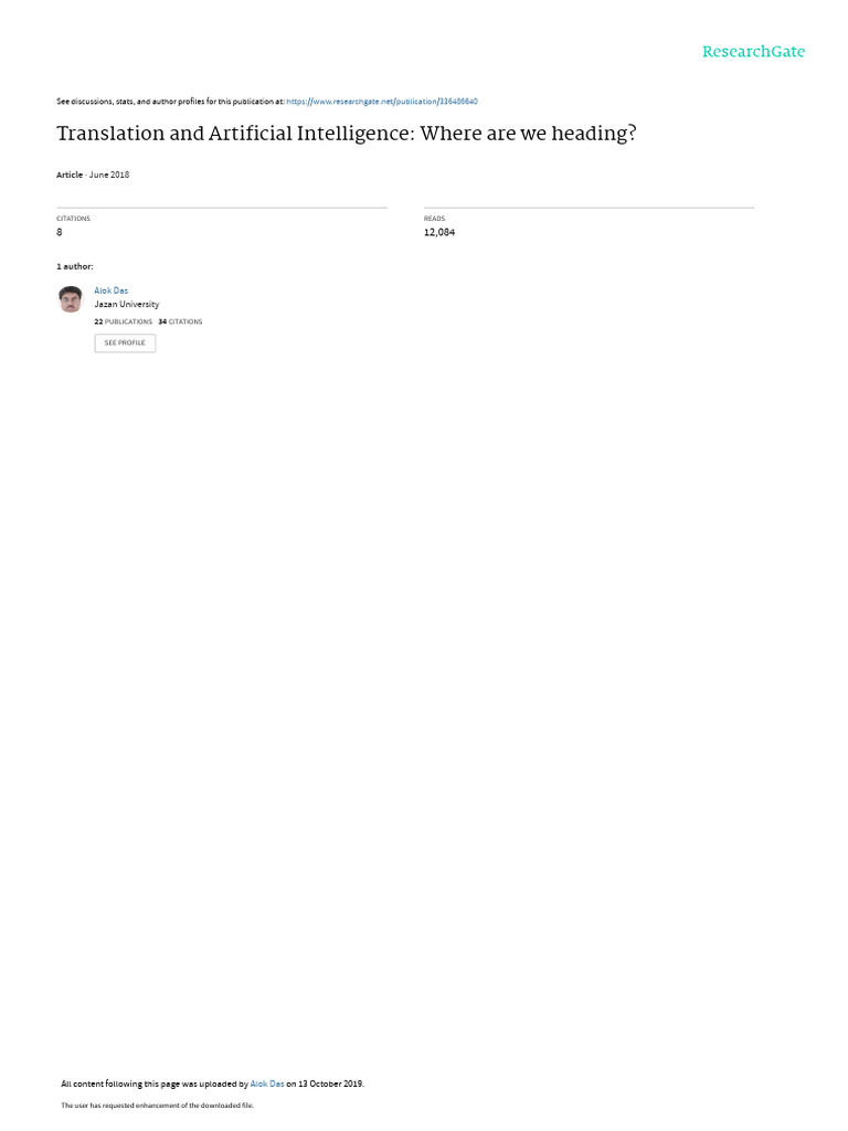 Translation and Artificial Intelligence Where Are We Heading | PDF