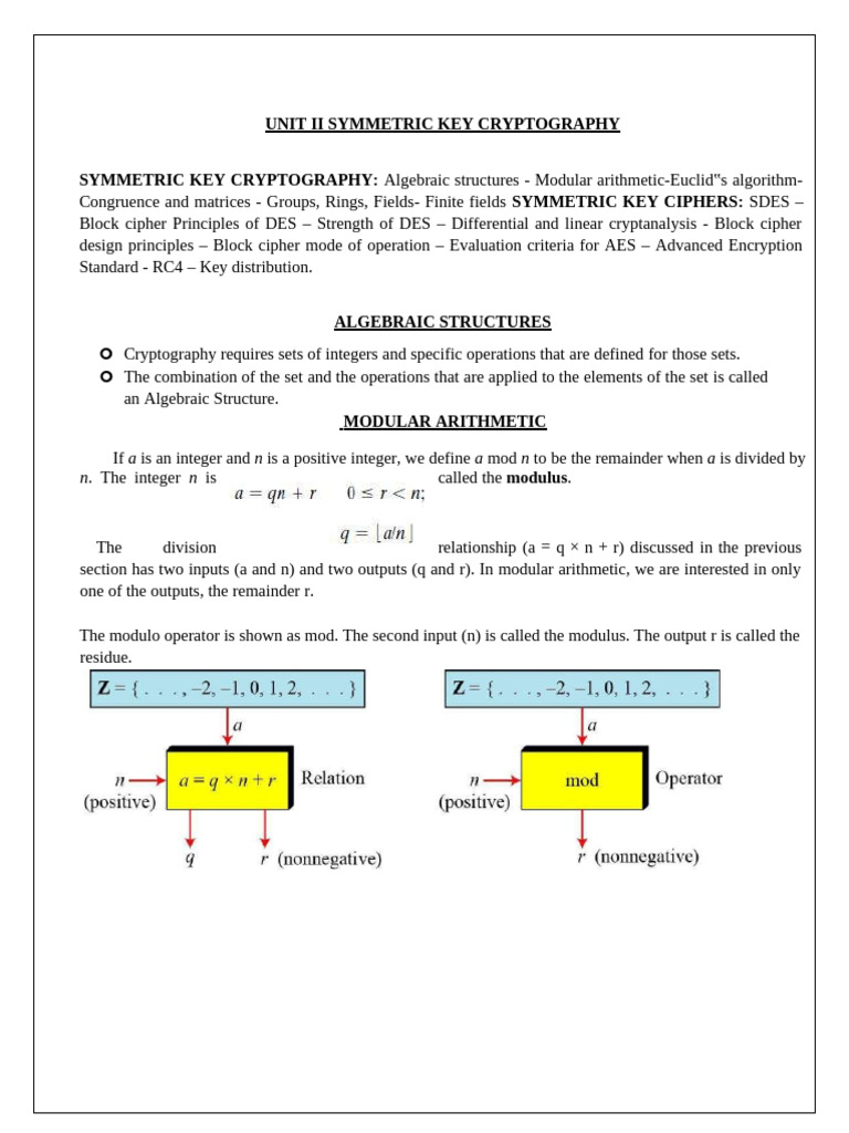 Unit Ii Symmetric Key Cryptography | PDF