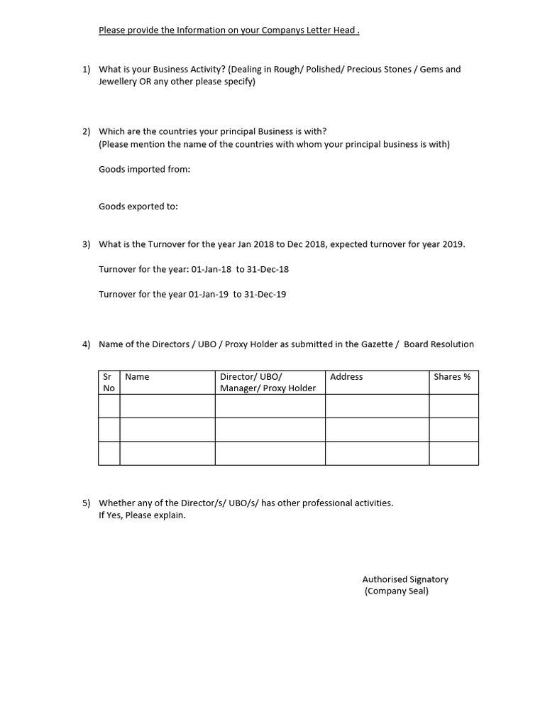 Questionaire Form | PDF
